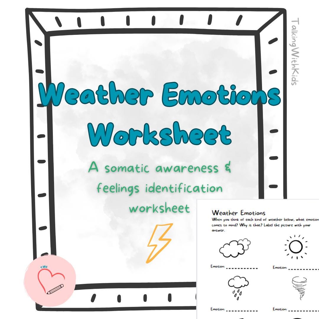 Weather Emotions Child Therapy Worksheet | Identify Emotions - Etsy