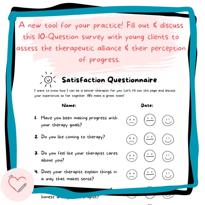 Child Therapy Satisfaction Questionnaire Progress Survey Therapeutic ...
