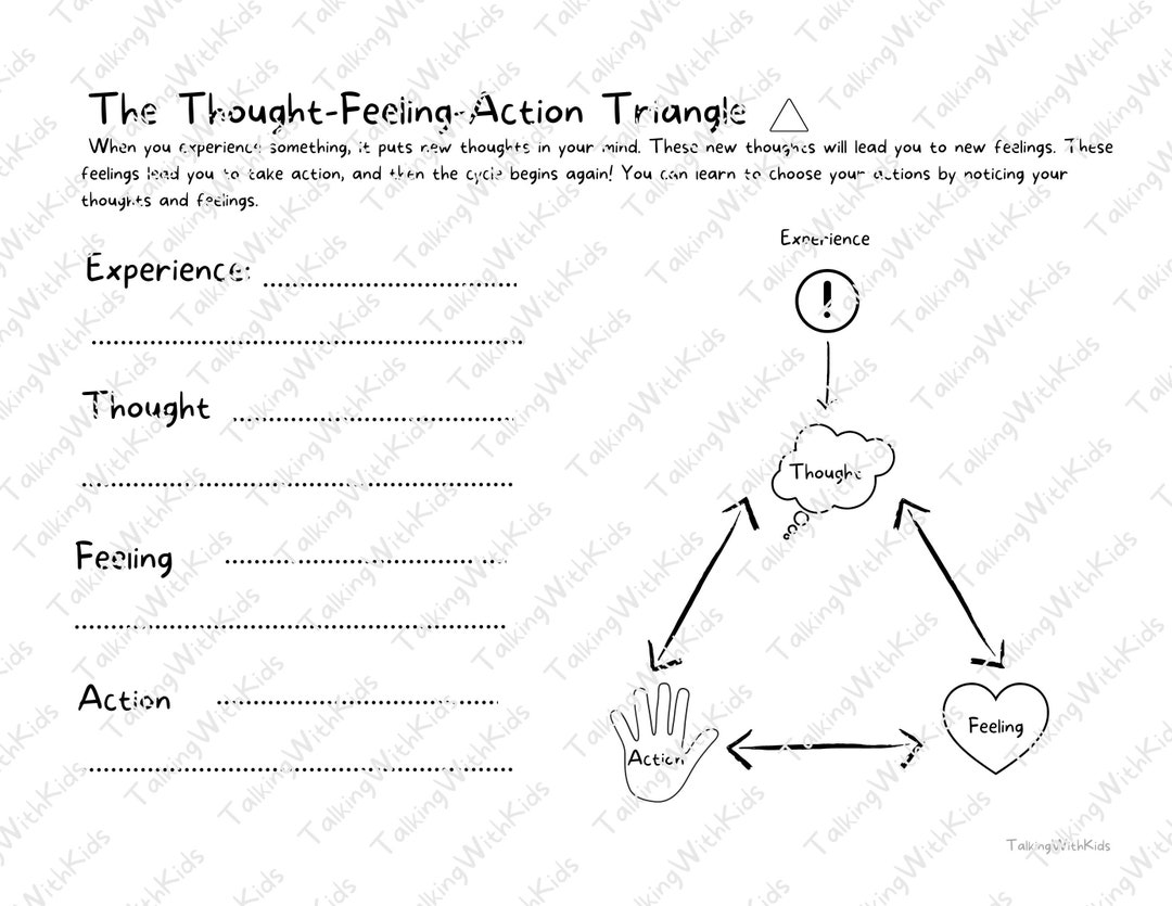 Children's CBT Triangle Worksheet the Thought Feeling Action Triangle ... Children's CBT Triangle Worksheet the Thought Feeling Action Triangle ...