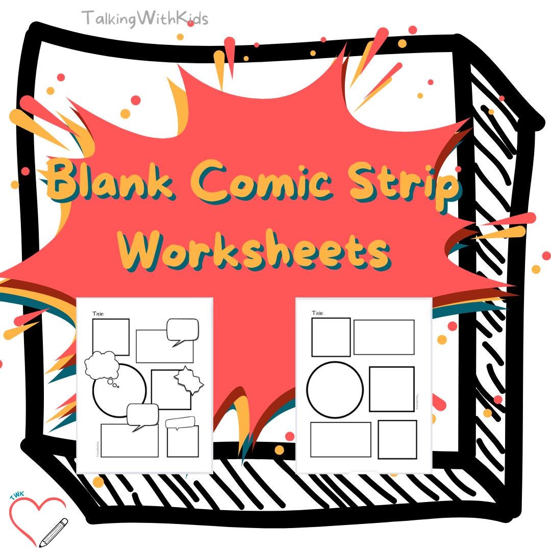 Blank Comic Strip | Black and White Worksheet | Blank Comic Book ...