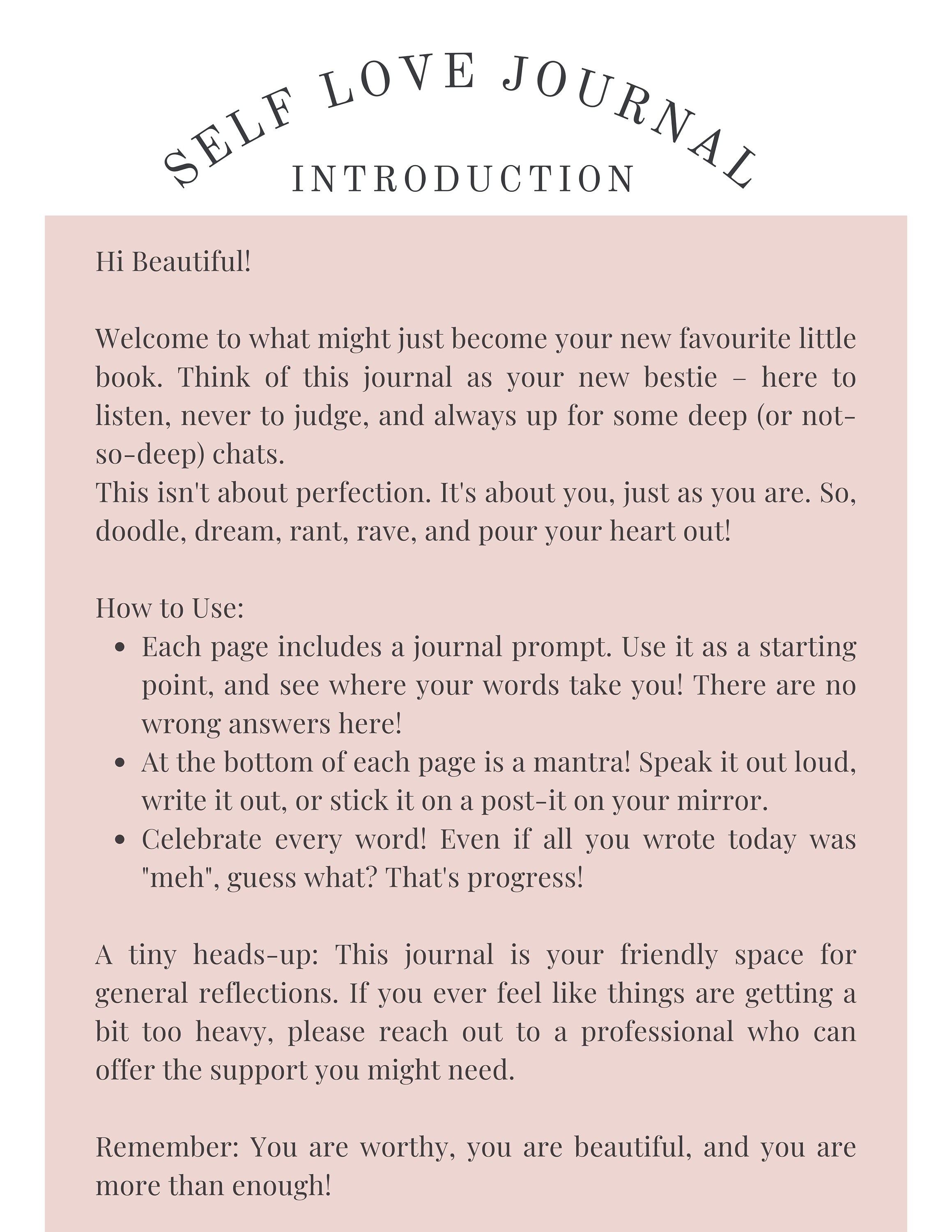 Digital Self-love and Confidence Journal - 100 Journal Pages With ...