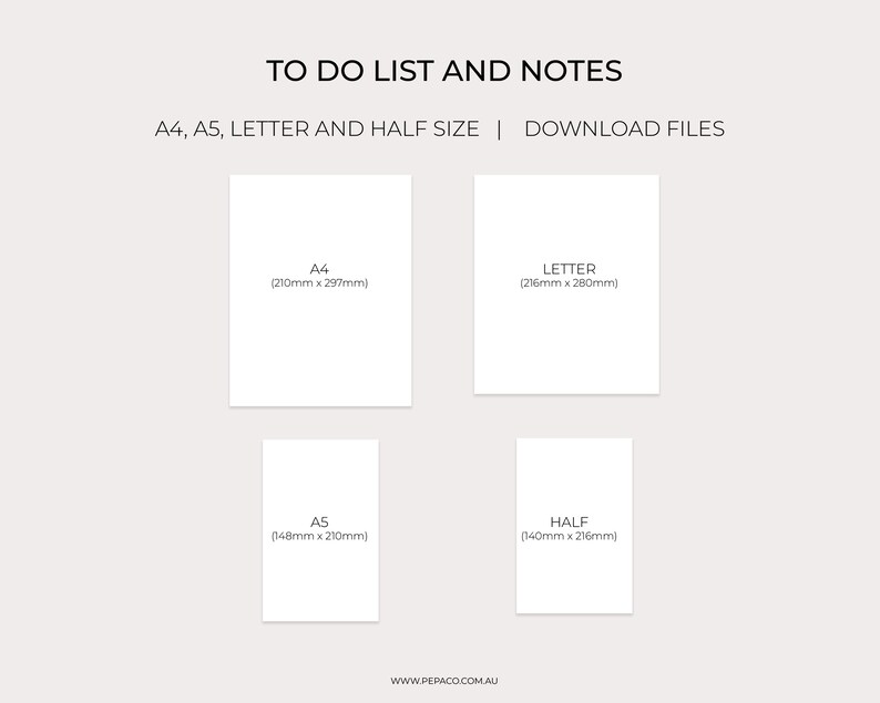 PRINTABLE A5, A4, Letter and Half to Do and Notes Planner Printable ...