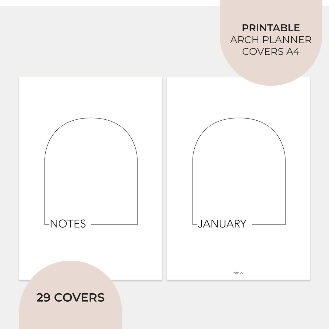 PRINTABLE A4 Arch Cover Planner Inserts, Printable Cover Insert Pages ...