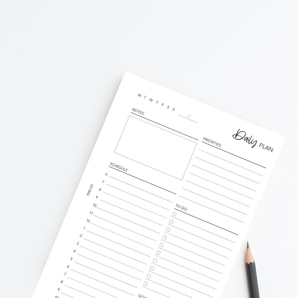 PRINTABLE A4 Daily Plan Planner Insert, Printable Day on One Page ...