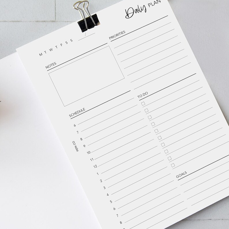 PRINTABLE Letter Daily Plan Planner Insert, Printable Day on One Page ...