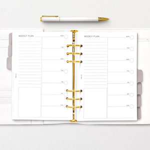 PRINTABLE A5 Weekly Plan Planner Insert, Printable Week on One Page A5 ...