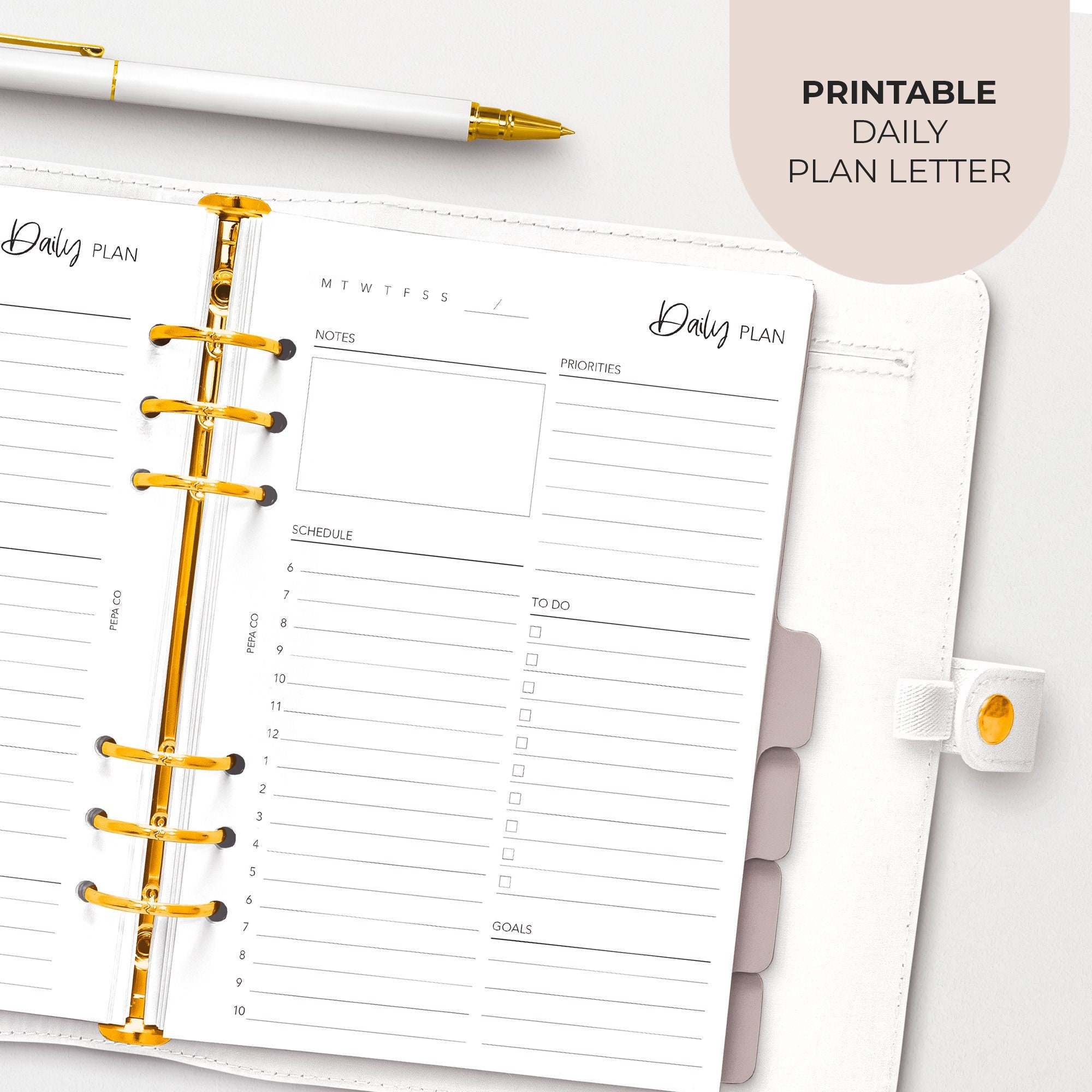 PRINTABLE Letter Daily Plan Planner Insert, Printable Day on One Page ...