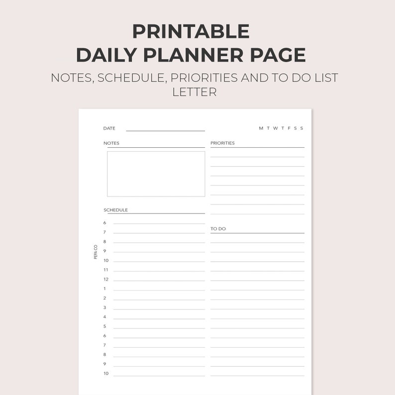 PRINTABLE Letter Daily Planner Insert Printable Day on One - Etsy