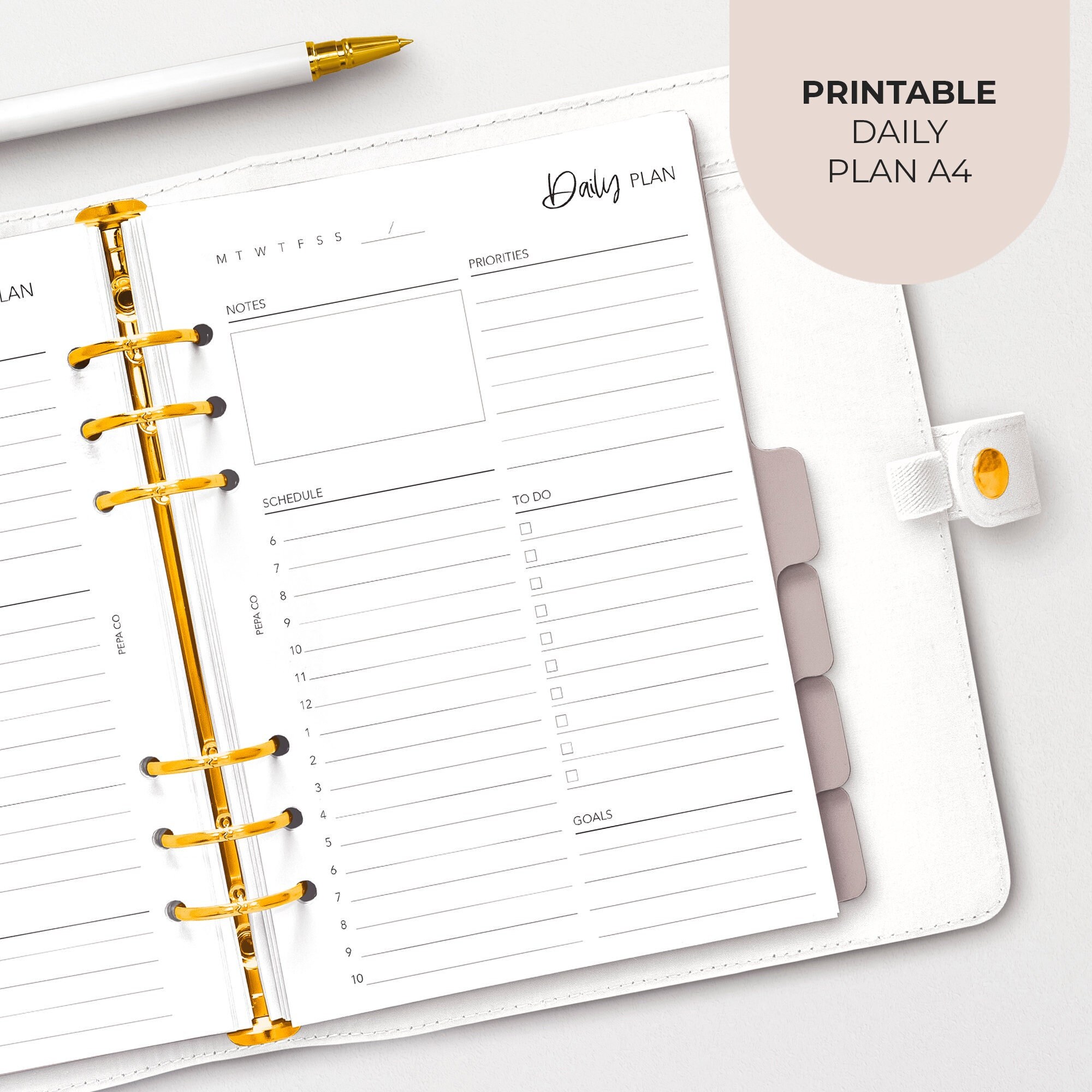 PRINTABLE A4 Daily Plan Planner Insert, Printable Day on One Page ...