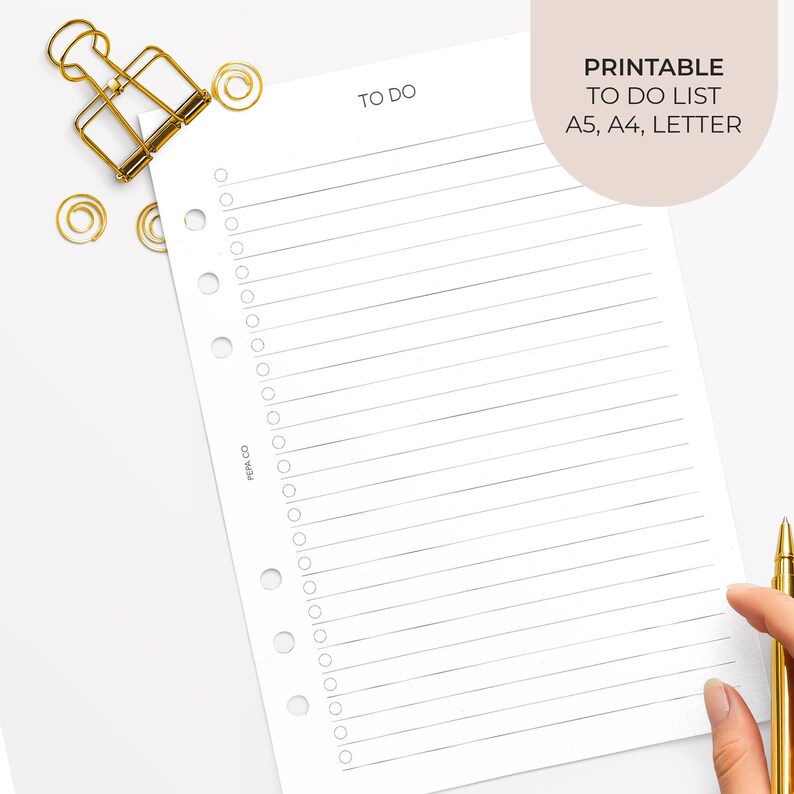 PRINTABLE A5, A4 + Letter to Do Planner, Printable to Do List Page ...