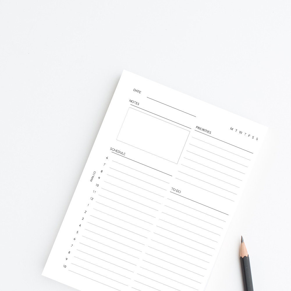 PRINTABLE A4 Daily Planner Insert, Printable Day on One Page, Printable ...