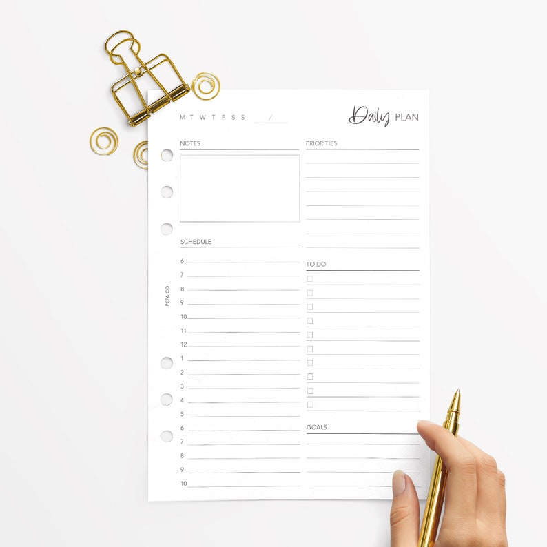 PRINTABLE Letter Daily Plan Planner Insert, Printable Day on One Page ...