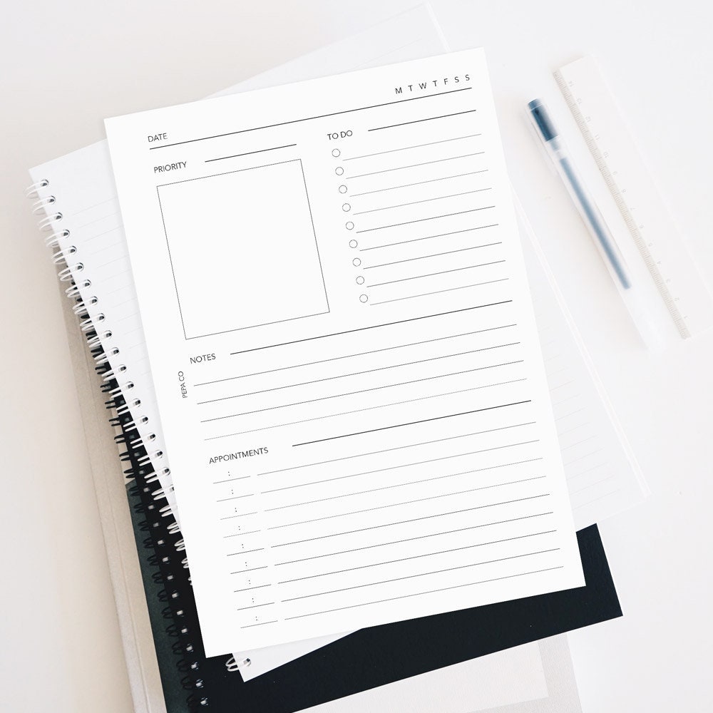 PRINTABLE A5 Daily to Do Insert, Printable Day on One Page, Printable ...