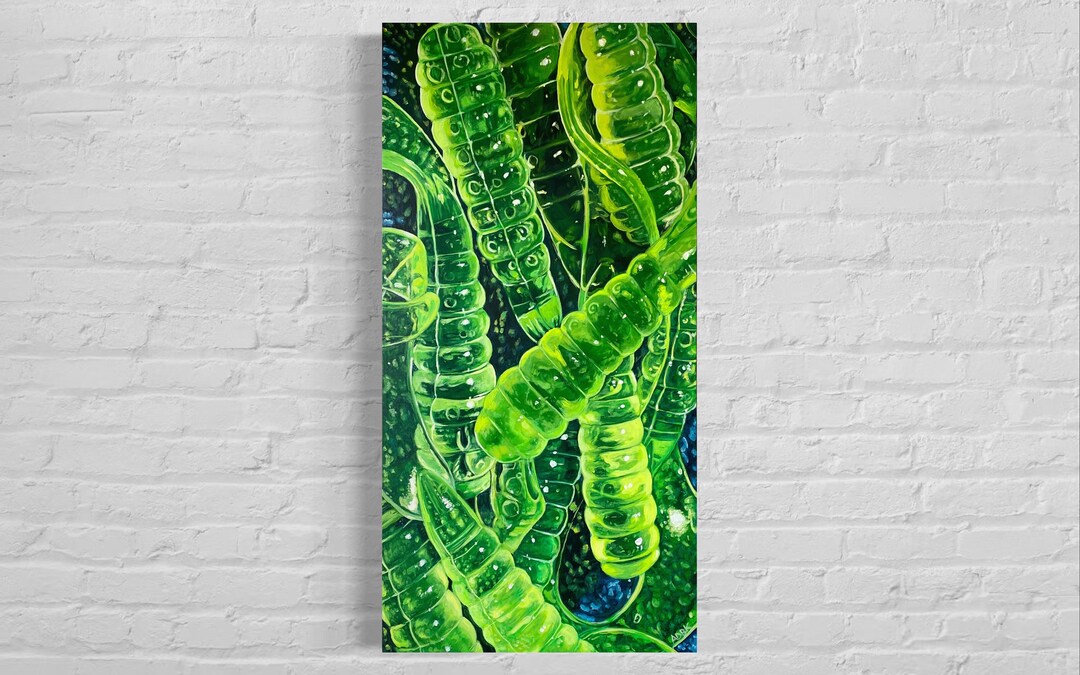 Rolled Paper Print of Bass Fishing Rubber Worms, Bright Green Walleye ...
