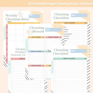 Printable Cleaning List Schedule Rota Family Cleaning Pack Spring Clean ...