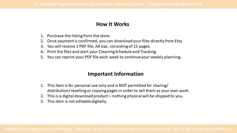 Printable Cleaning List Schedule Rota Family Cleaning Pack Spring Clean ...