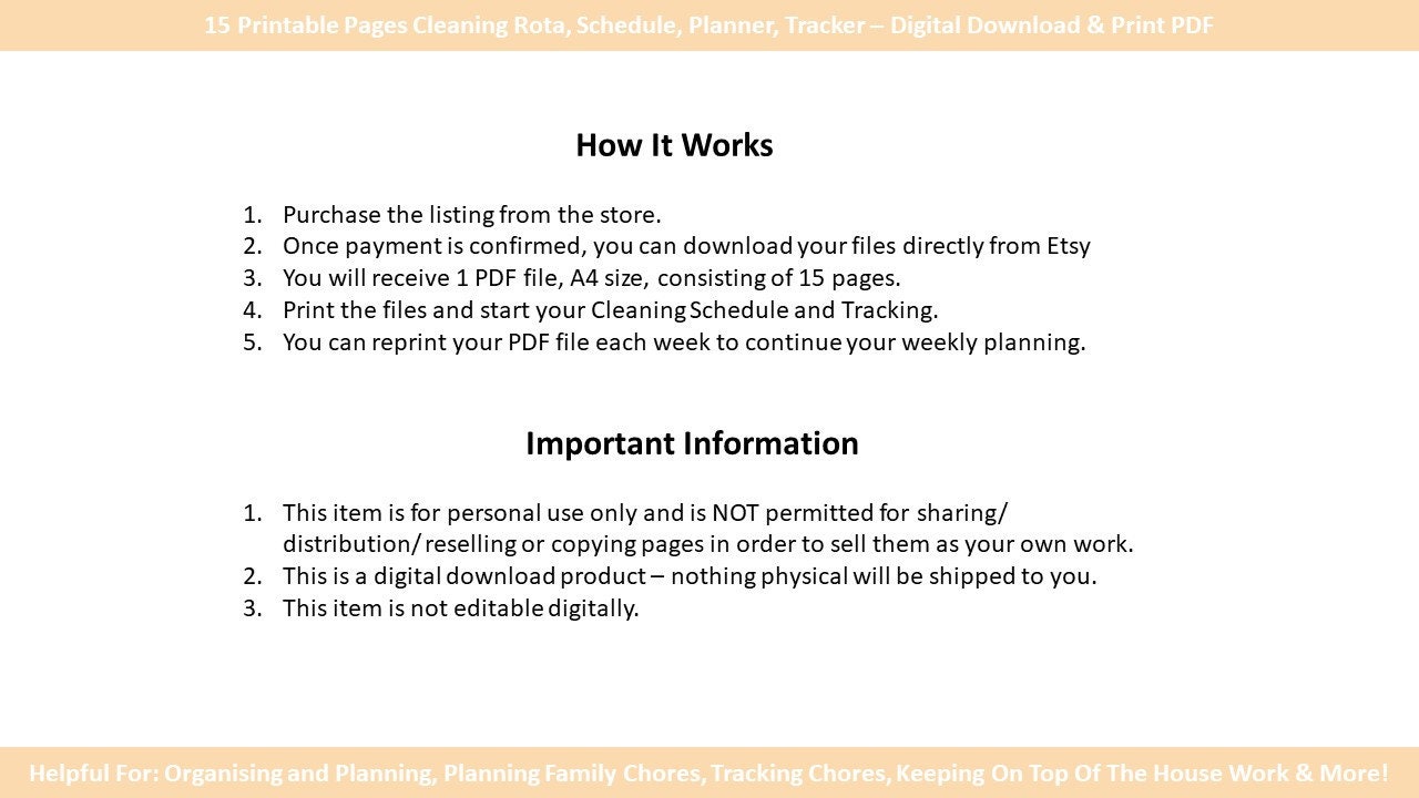 Printable Cleaning List Schedule Rota Family Cleaning Pack Spring Clean ...