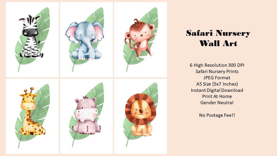 Safari Jungle Nursery Wall Art | Animal Wall Art | Safari Nursery Decor ...