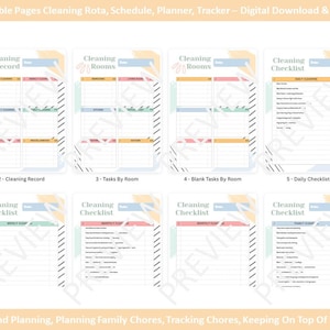 Printable Cleaning List Schedule Rota Family Cleaning Pack Spring Clean ...