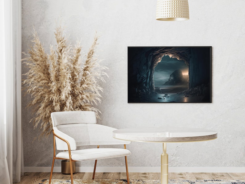 Cave Entrance Light Mountain Lake Ominous Artwork Digital Download - Etsy