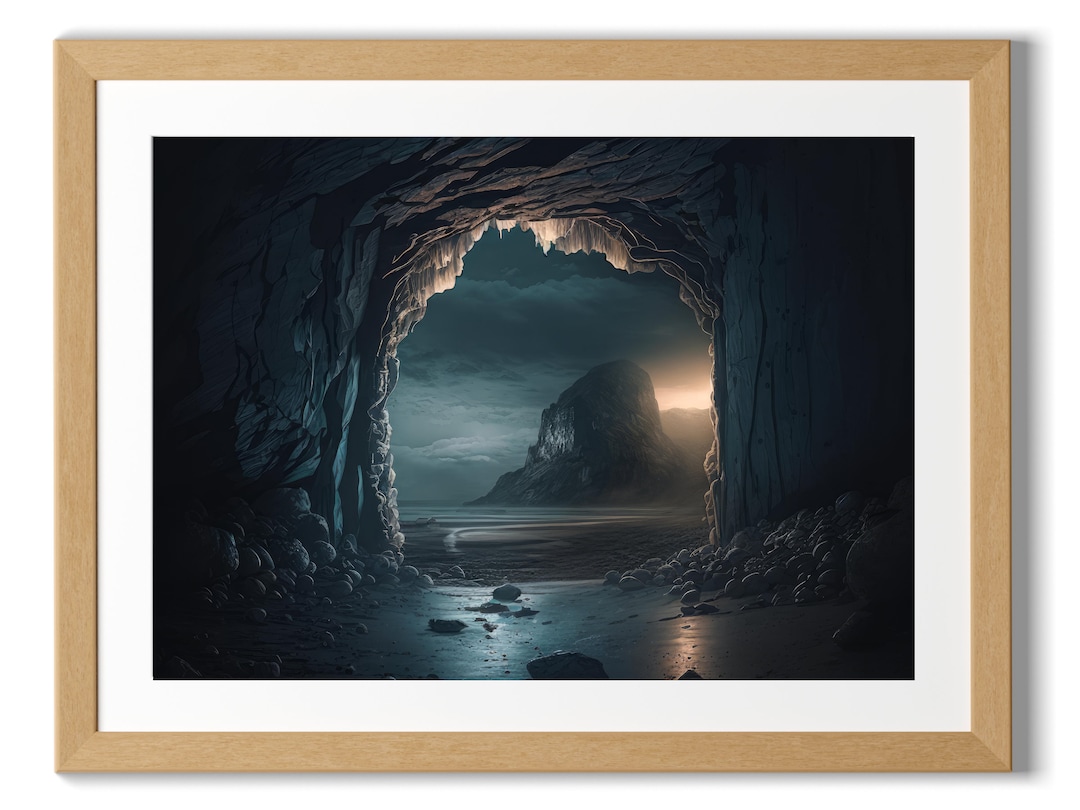Cave Entrance Light Mountain Lake Ominous Artwork Digital Download - Etsy