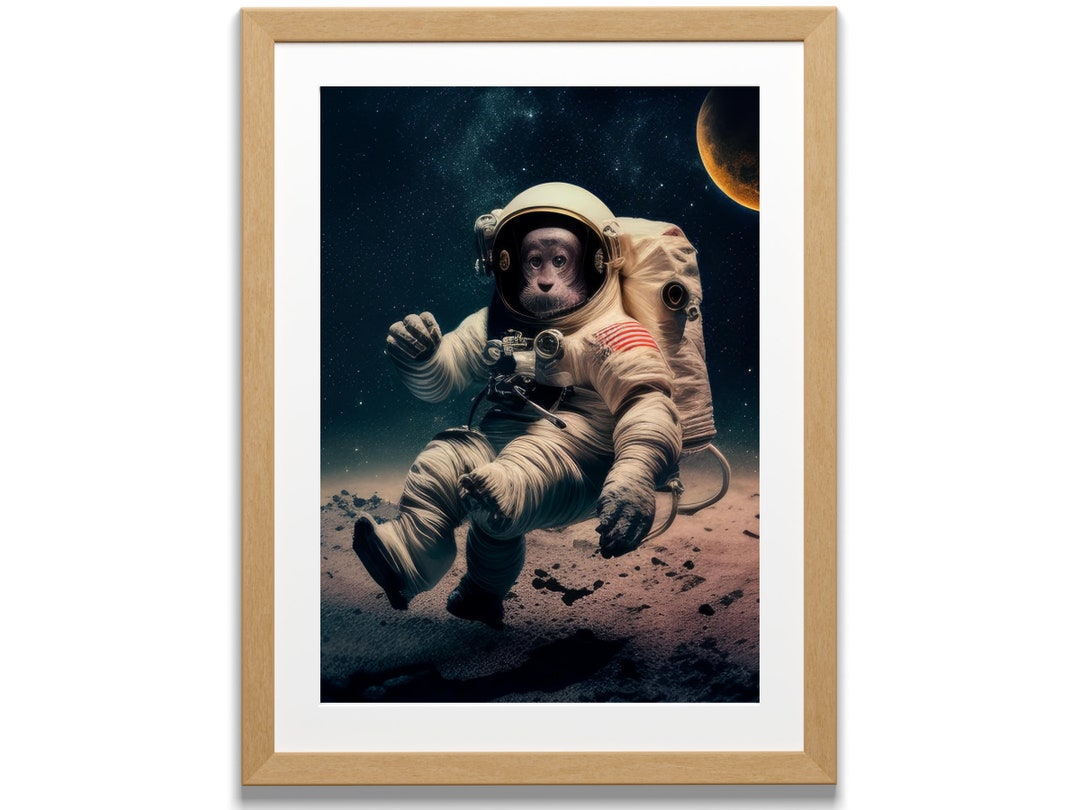 Monkey Spacesuit Moon Artwork Digital Download - Etsy