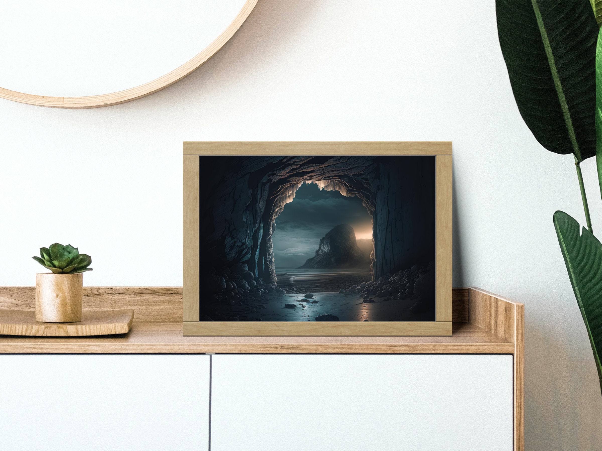 Cave Entrance Light Mountain Lake Ominous Artwork Digital Download - Etsy