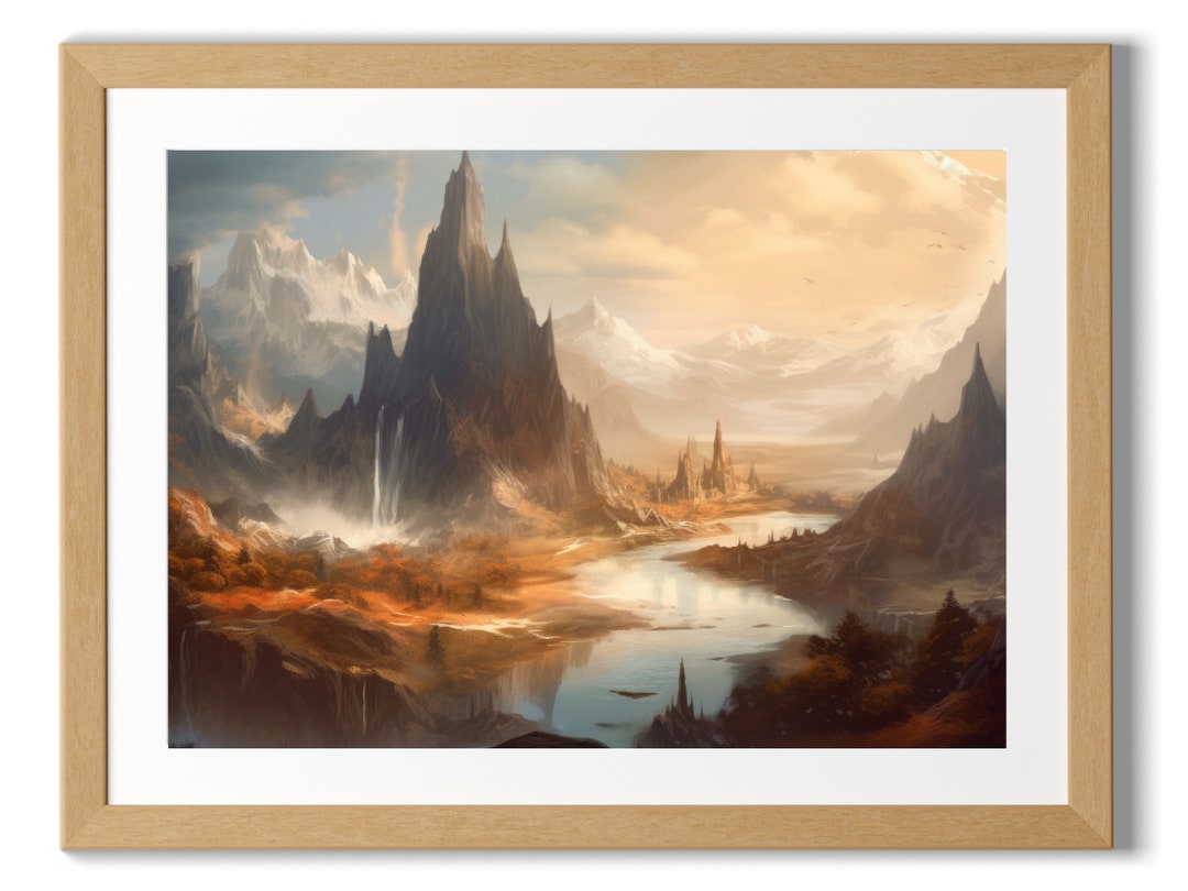 Mountain Stream Fantasy DND Landscape Painting Artwork Digital Download ...