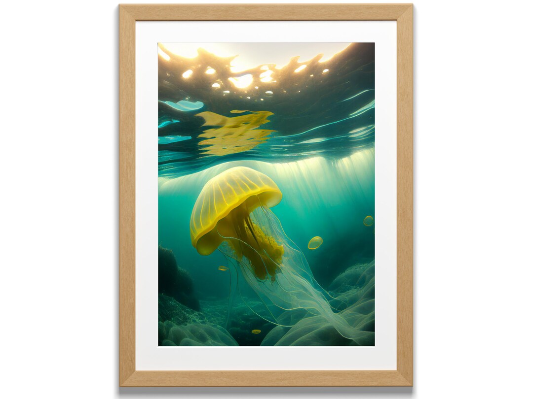 Yellow Jellyfish Under Water Portrait Artwork Digital Download - Etsy