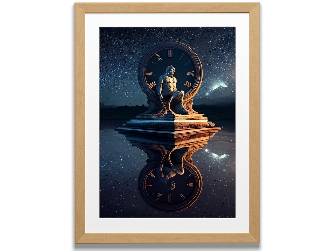 Clock Statute Night Sky Reflection Artwork Digital Download - Etsy