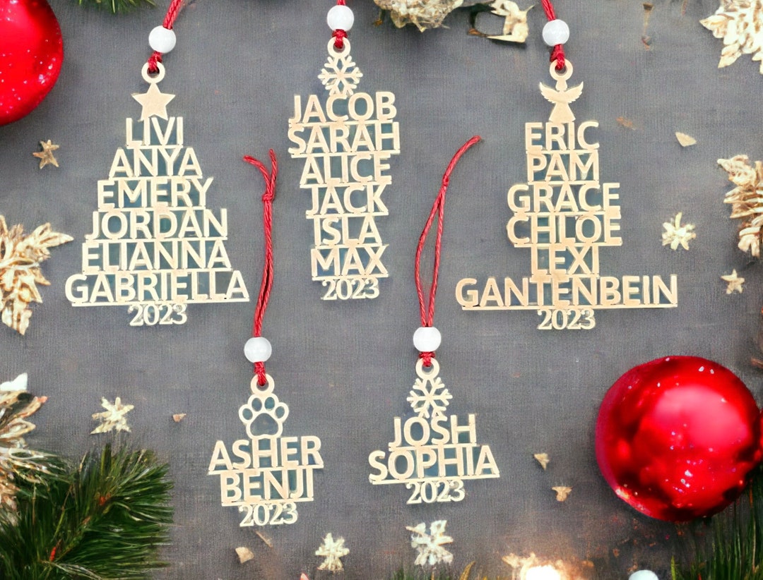 Family Names Christmas Ornament, Custom Ornament, Personalized 1/4 ...