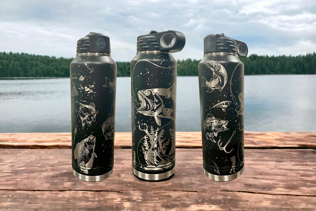 Fish, Full Wrap Design, Hot/cold & Water Bottle, Stainless, Laser ...