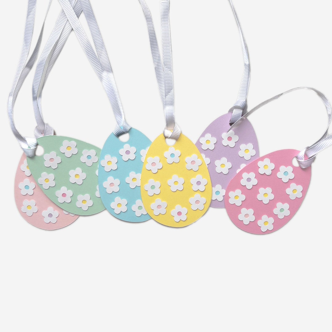 Gift Tags Set of Six Pastels Easter Egg Ornaments, Easter Goodie Bags ...