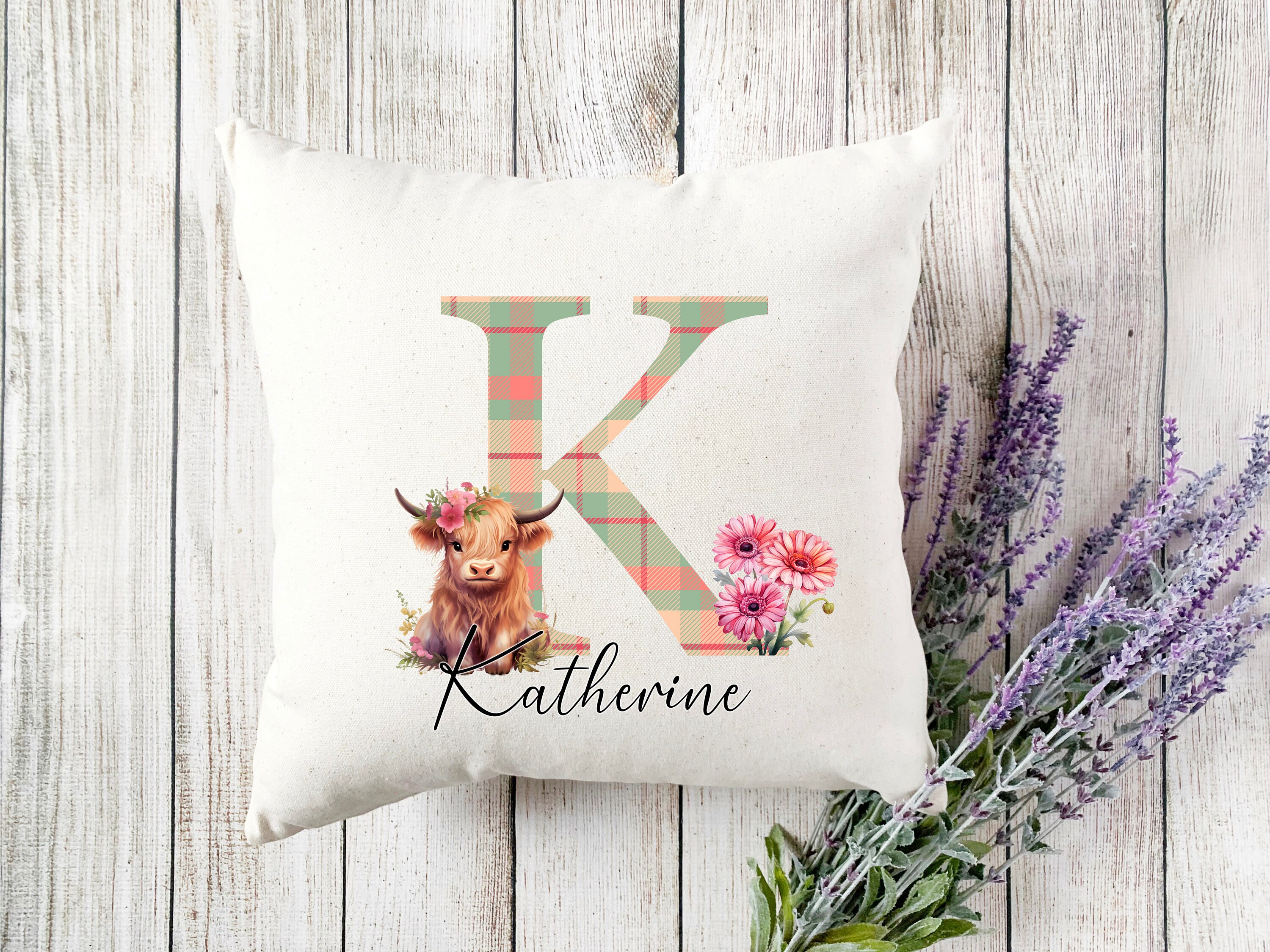 Highland Cow Print A-Z Alphabet Font Letters and Numbers Tartan Plaid ...