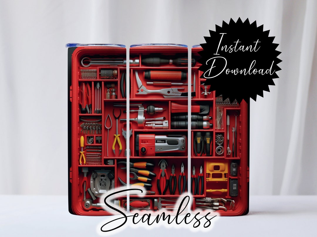 20oz Tumbler Wrap Tool Box Red & Yellow Men Png Digital Download ...