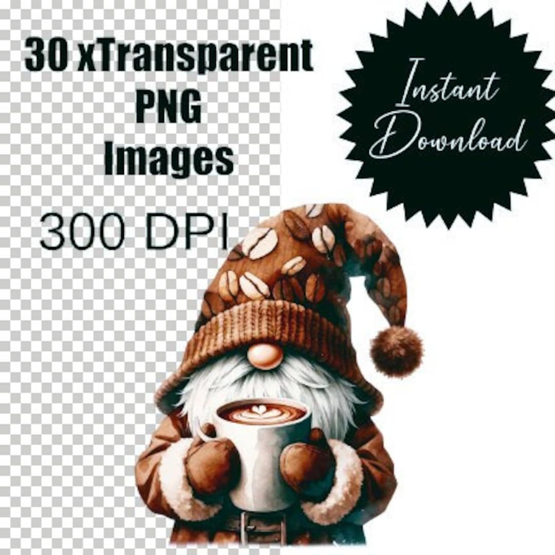 30x Coffee Ghonk Gnome Clipart PNG Transparent Images Digital Download ...