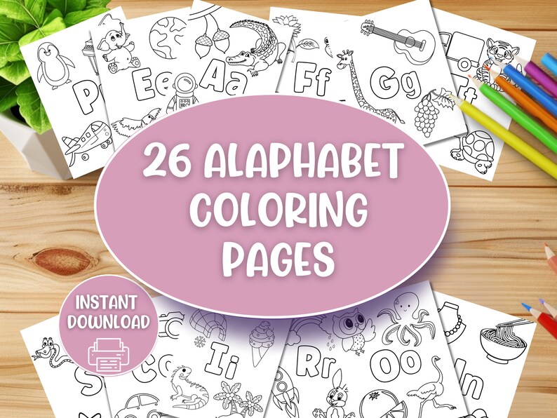 26 Alphabet Coloring Pages - Printable Instant Digital Download, PDF ...