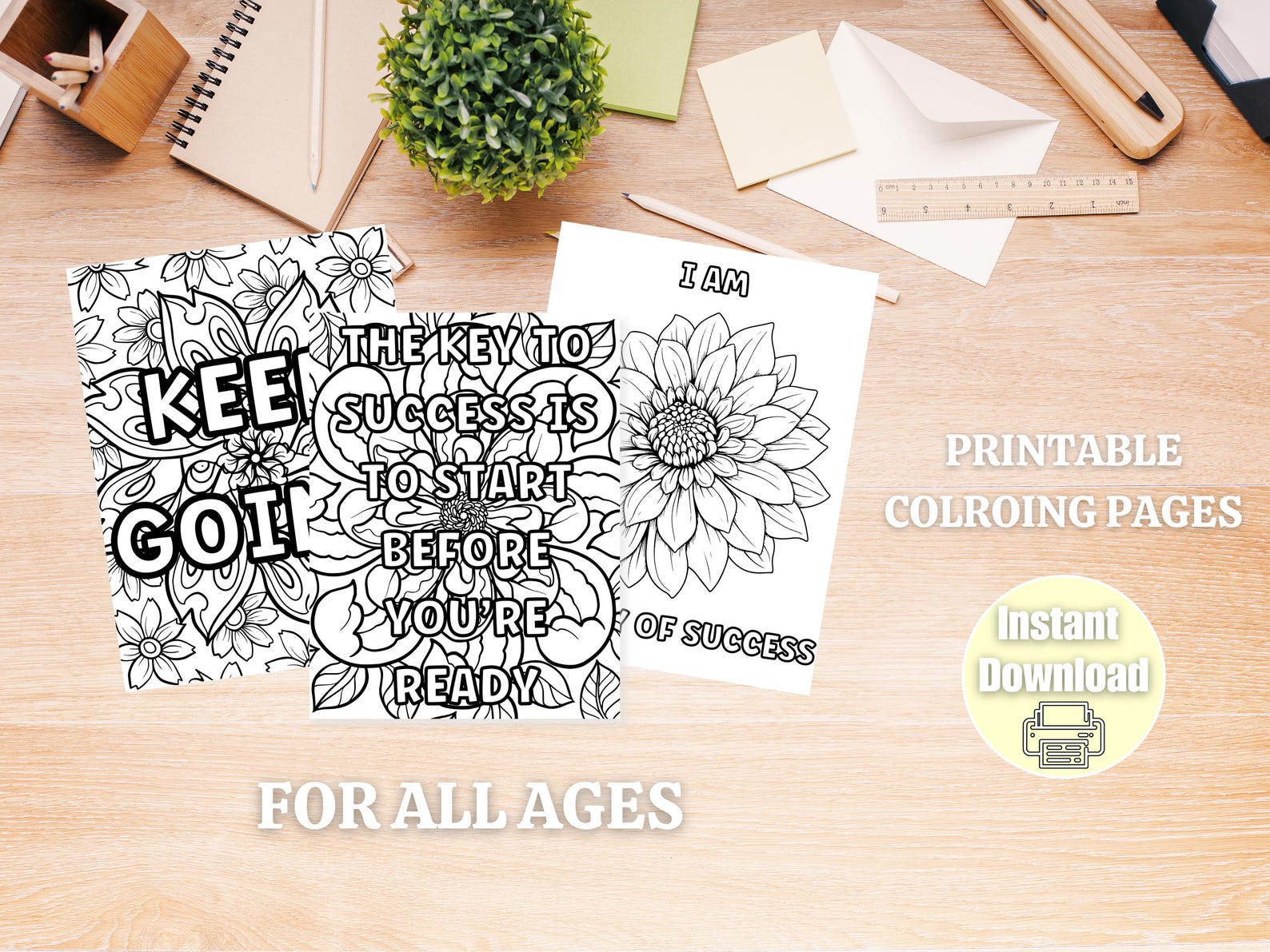 Motivational Floral Coloring Pages 25 Printable Coloring Pages, US ...