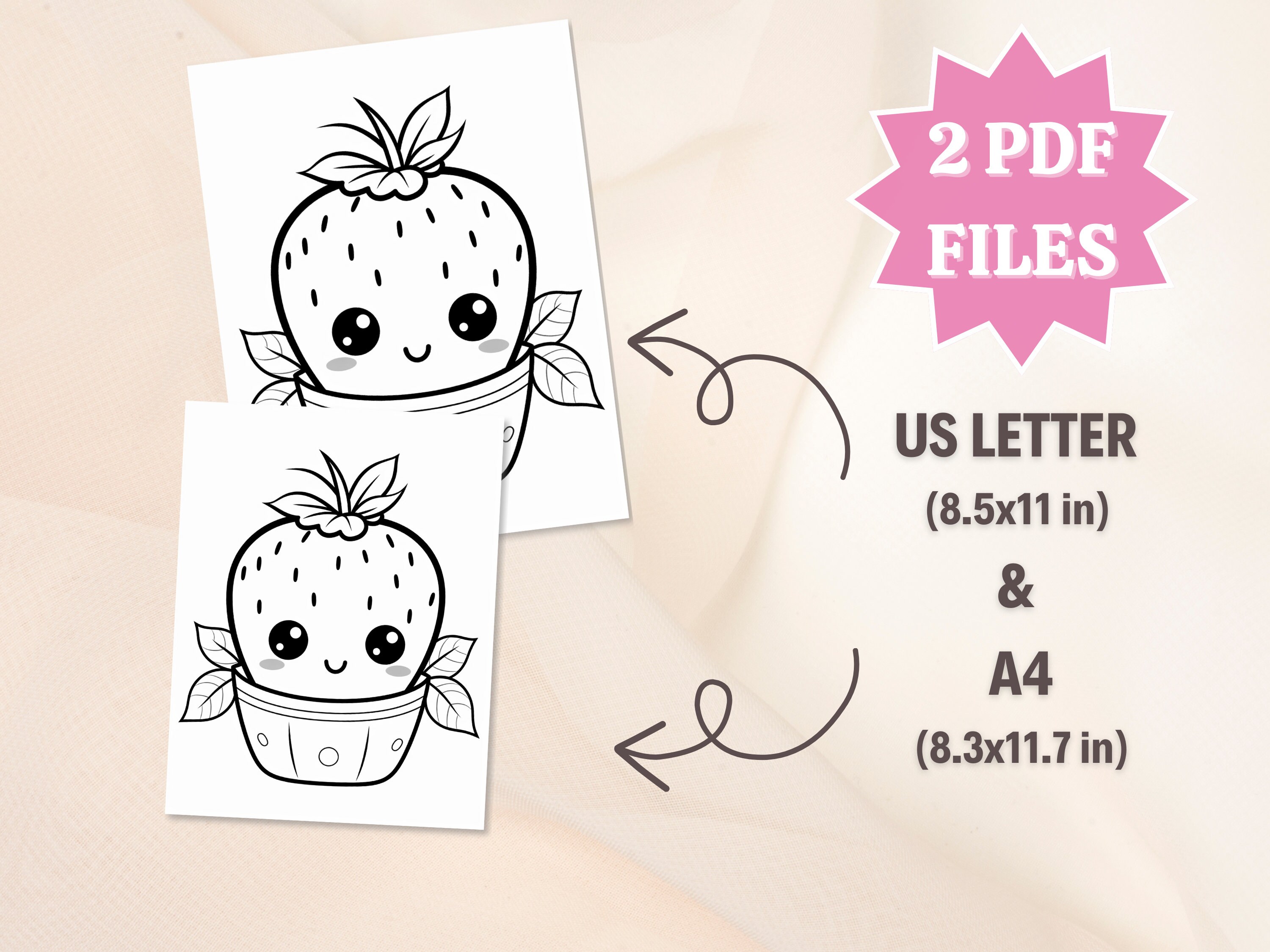 Cute Kawaii Coloring Pages 95 Printable Coloring Pages, US Letter & A4 ...