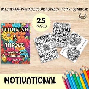 Motivational Floral Coloring Pages 25 Printable Coloring Pages, US ...