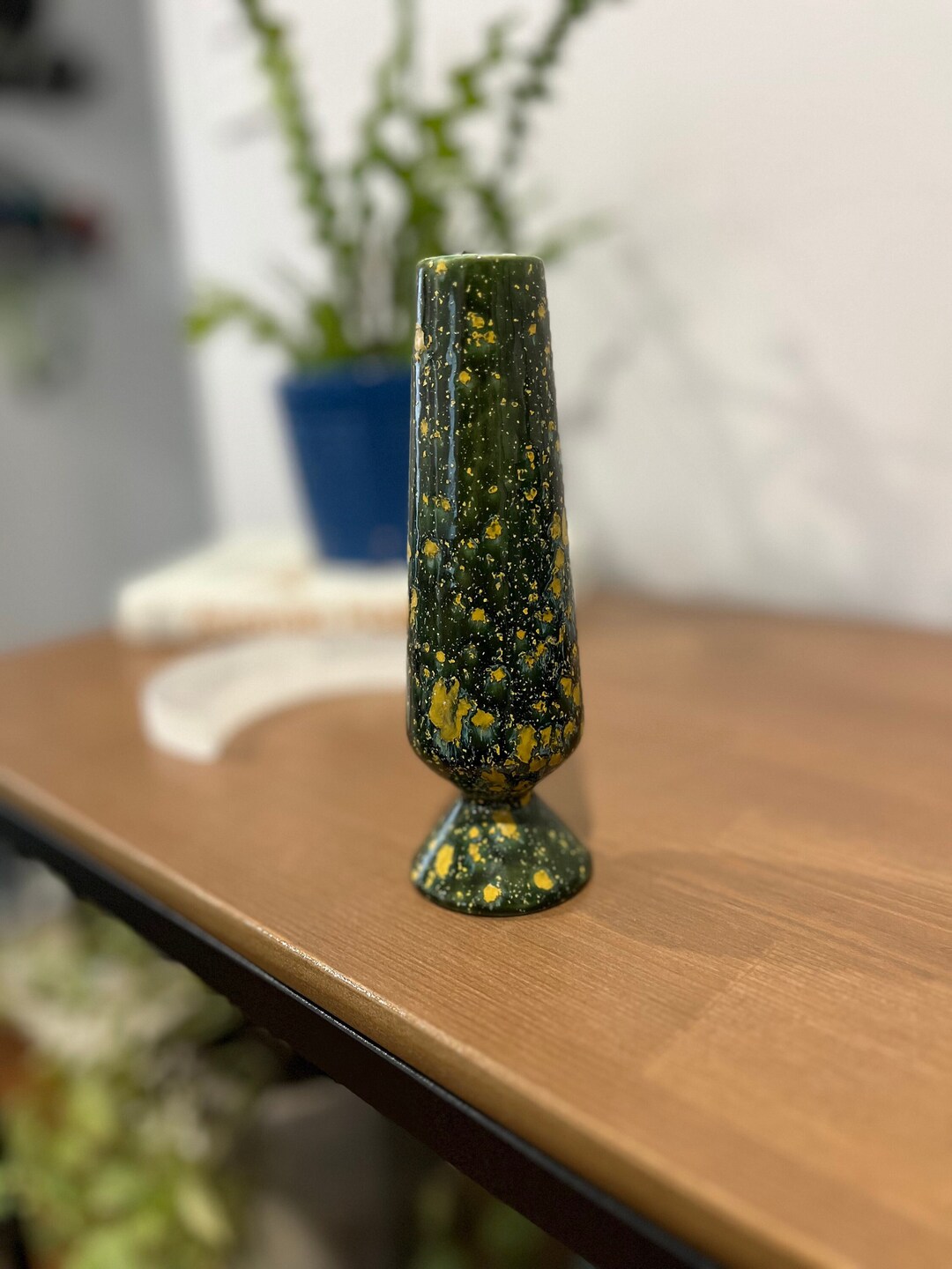 Vintage Handcrafted Ceramic Neon Green/yellow Narrow Vase - 70s ...