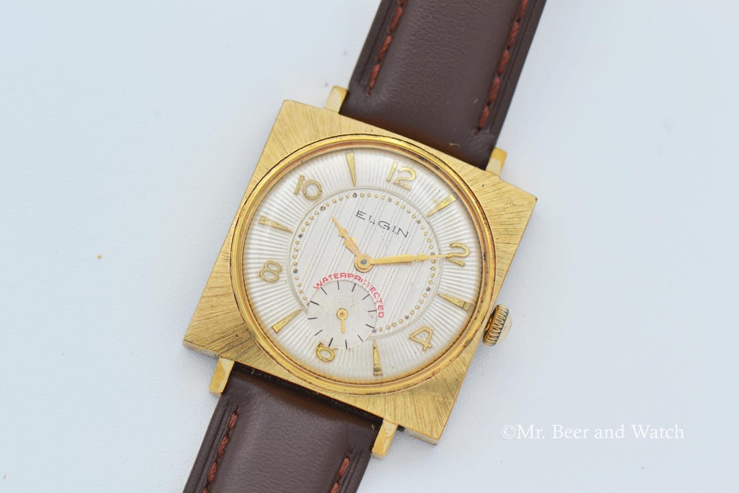 1942 Rare Vintage Elgin Watch, Art Deco Square Case, Beautiful Dial ...