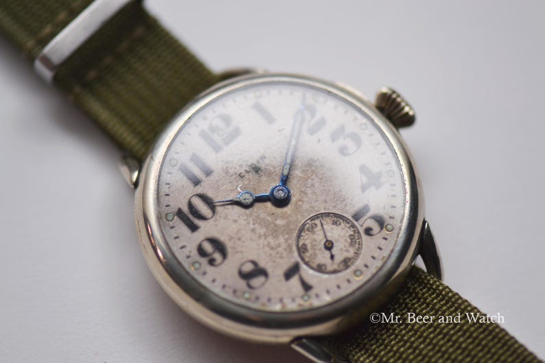 1918 Rare Giant 6s Vintage Elgin, Duo Shrapnel Guard, WWI First ...