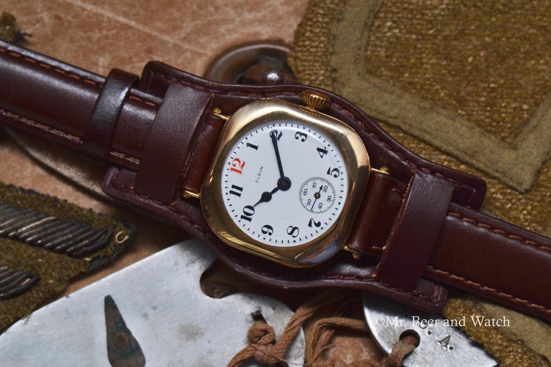 1917 Rare Vintage Elgin Trench Watch, Red 12, WWI Gold Filled Admiral ...