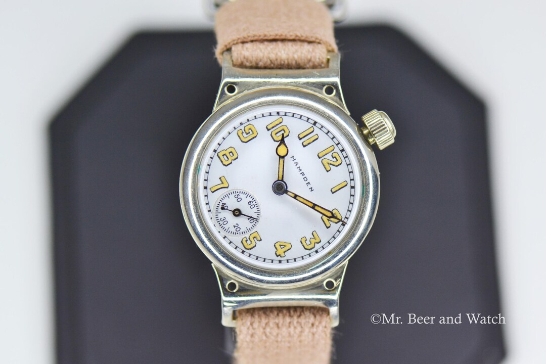 1907 Rare Vintage WWI Hampden Trench Watch, Offset Crown Case, Enamel ...