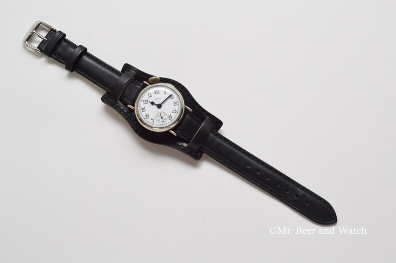 1919 Vintage WWI Elgin Trench Watch, Offset Crown, Wire Lug, Enamel ...