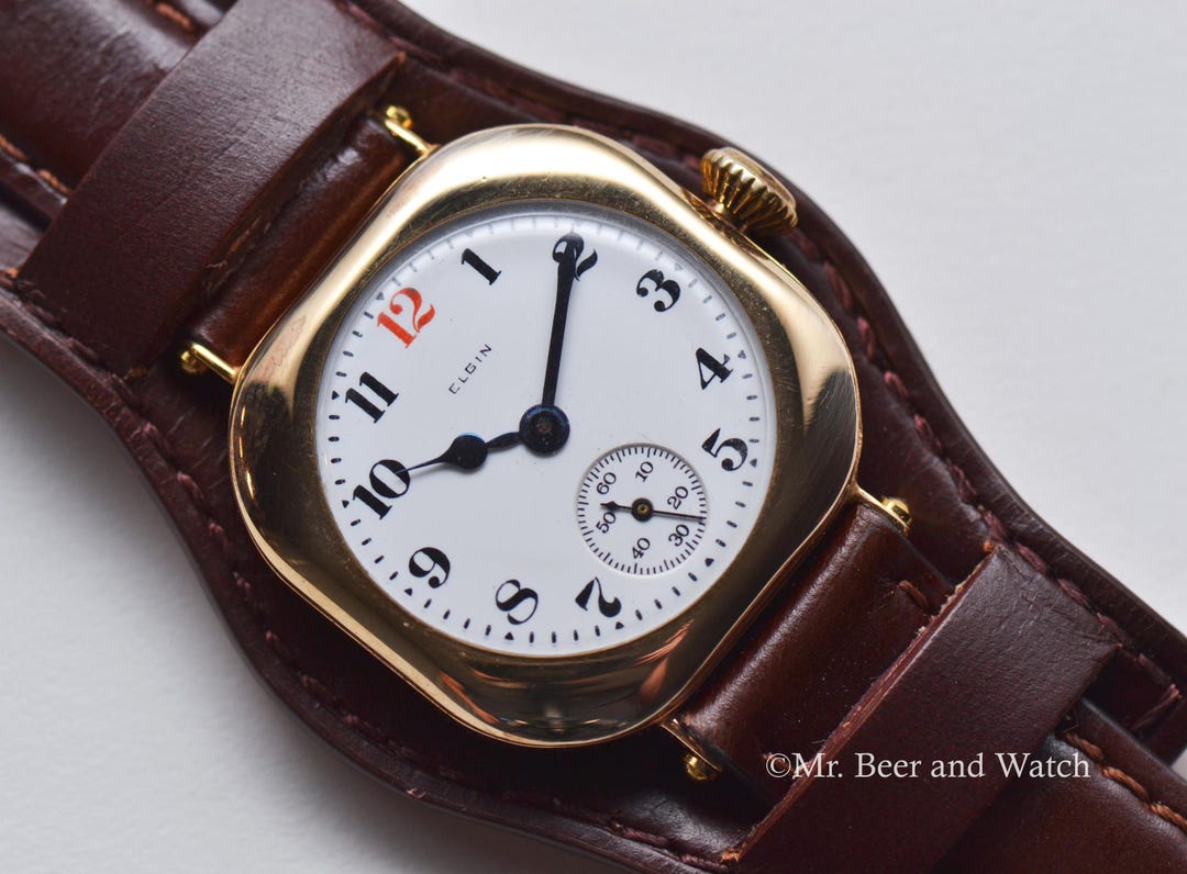 1917 Rare Vintage Elgin Trench Watch, Red 12, WWI Gold Filled Admiral ...