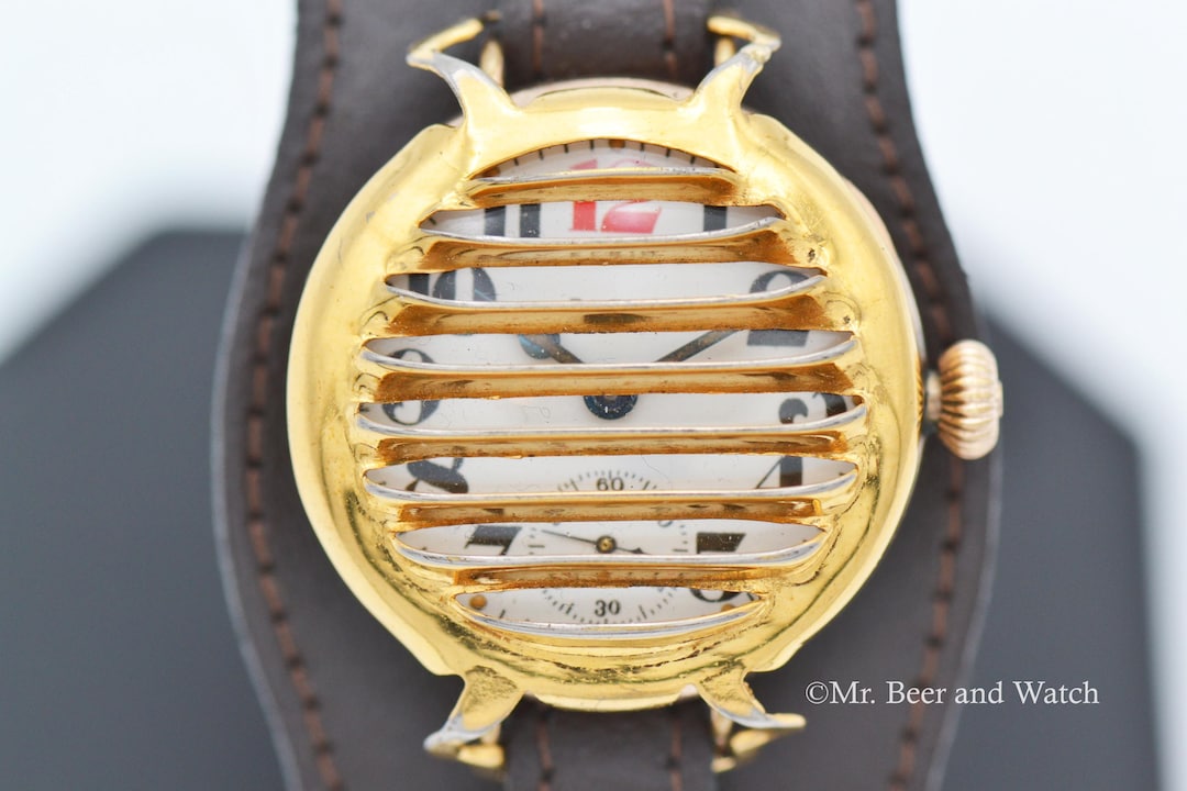 1918 Rare Vintage WWI Elgin Trench Watch, Shrapnel Guard, Red 12 ...