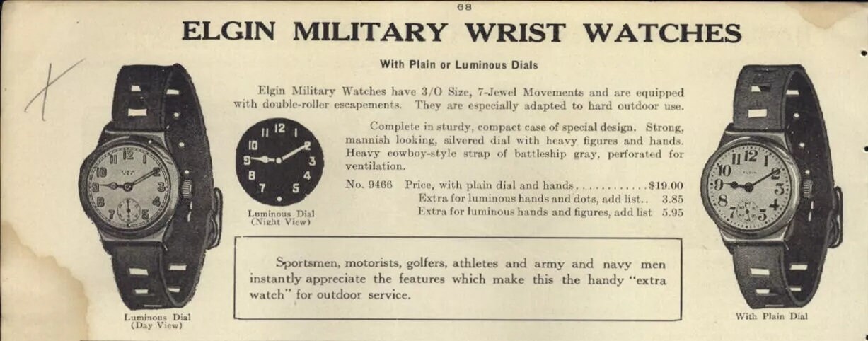 1917 Vintage Elgin Military Watch, Solid Lug, Nickel, WWI Trench Watch ...