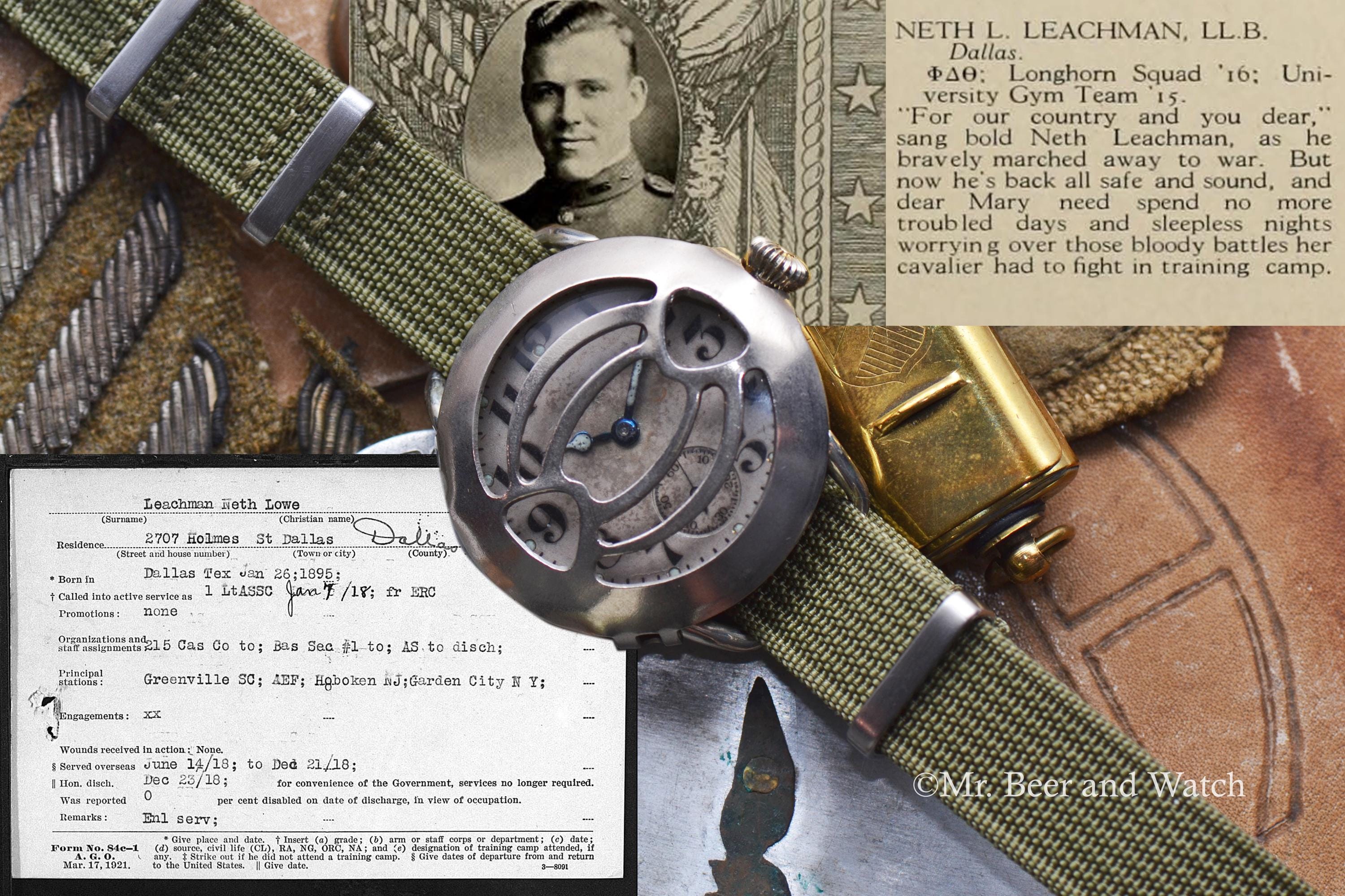 1918 Rare Giant 6s Vintage Elgin, Duo Shrapnel Guard, WWI First ...